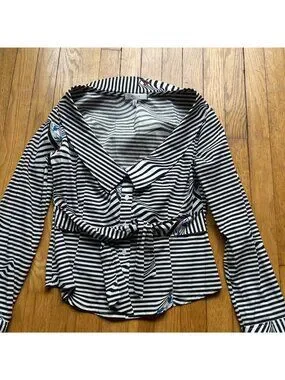 Milly | Tops | Milly Size 8 Black White Striped Off The Shoulder Long ...